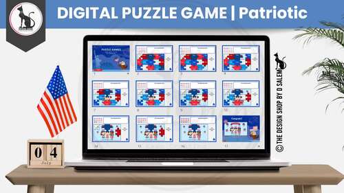 Digital Resources Google Slides Templates Puzzle Game 4th of July | Set 21