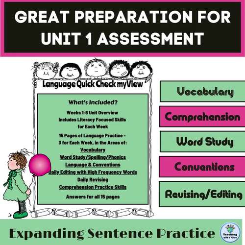 myView 2nd Grade Unit 1 Weeks 1-5, Language Quick Check Homework ...