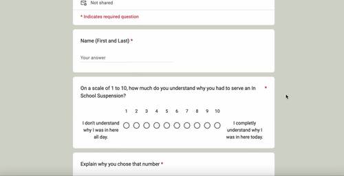 Middle School Behavior Reflection | ISS Exit ticket | Google Form