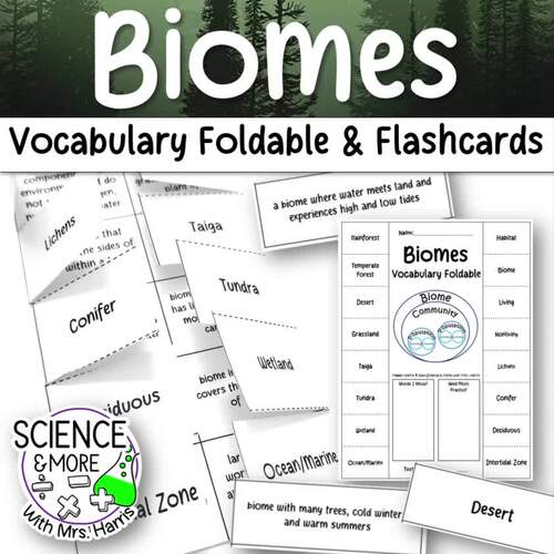 Biomes Vocabulary Science Study Foldable and Mini Flashcards | TPT