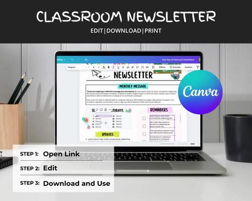 Editable Classroom Monthly Newsletter by Lucky Mulberry Digital Designs