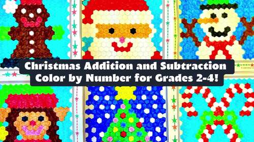 2nd Grade Addition Color by Number Christmas Hidden Picture Holiday ...