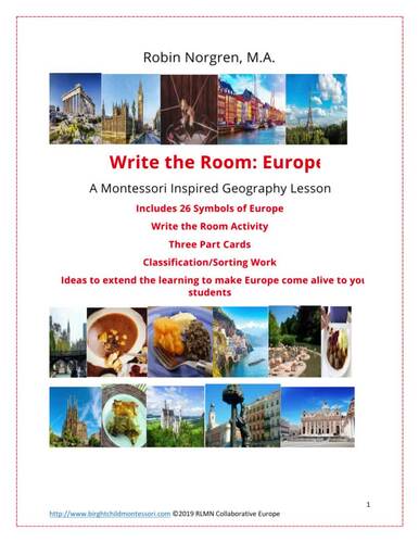 Europe Write the Room Activities Montessori Geography ABC 3 part cards