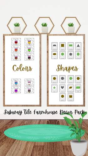 Shape and Color Posters-Subway Tile Farmhouse Decor Pack by Roo's Room