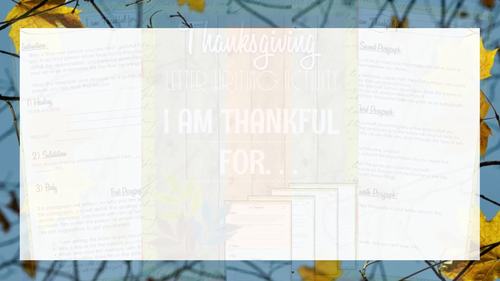 Middle School English ELA Thanksgiving Writing Activity I am Thankful ...