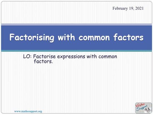 Factorising common factors by Maths Support Centre | TPT