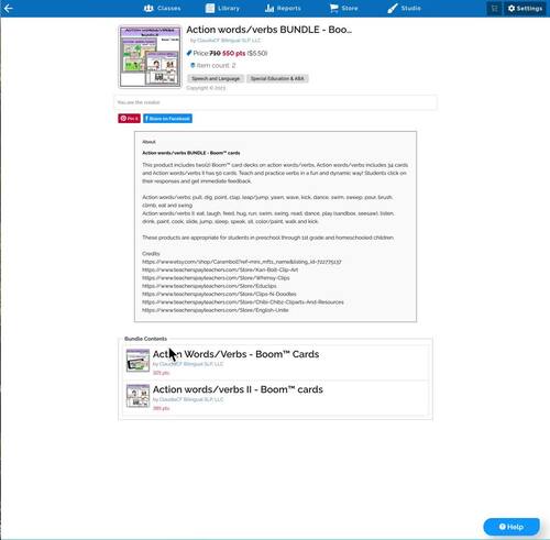 Action words/verbs BUNDLE - Boom™ cards by ClaudiaCF Bilingual SLP LLC