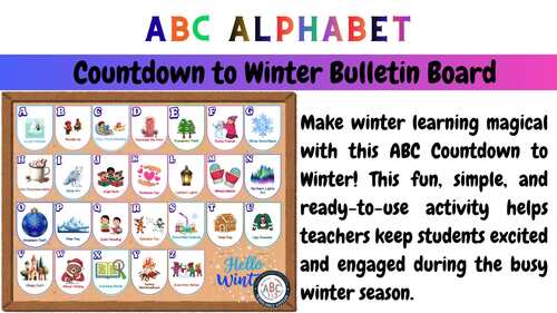 ABC Countdown to Winter Bulletin Board | Winter Classroom Decor | TPT