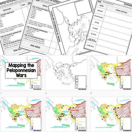 Peloponnesian War Map Activity, Mapping Peloponnesian War PRINT & DIGITAL