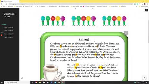 The Great Gnome Christmas Digital Escape Room by Posh Library Life