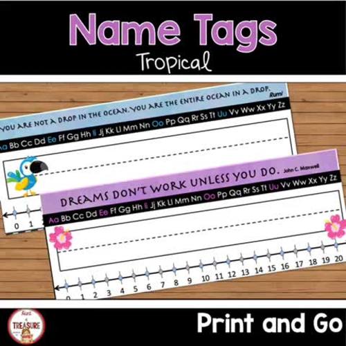Tropical Theme Classroom Decor Desk Name Tags by Hunt 4 Treasure