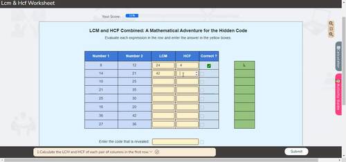 LCM & HCF Combined : Interactive Digital Math Worksheet by ...