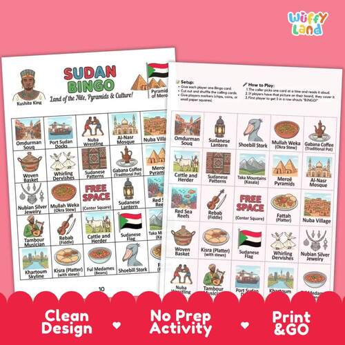 Sudan Geography Bingo Games | African Cultural Studies | Sudan Activity