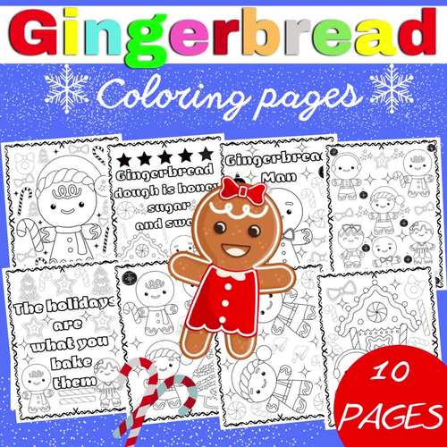 Gingerbread Themed Coloring Pages | Gingerbread Man December | TPT