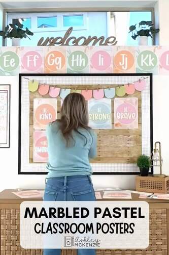Marbled Pastel Classroom Decor | Classroom Posters - Editable! | TPT
