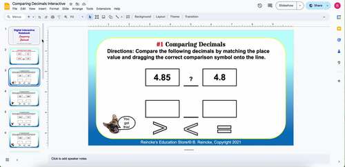 Comparing Decimals Digital Activity (Google Slides) 5.2B, 5.NBT.3