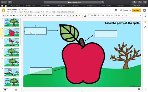 Digital Apple Labeling with 3 Options -- Google Slides/PPT -- Distance ...