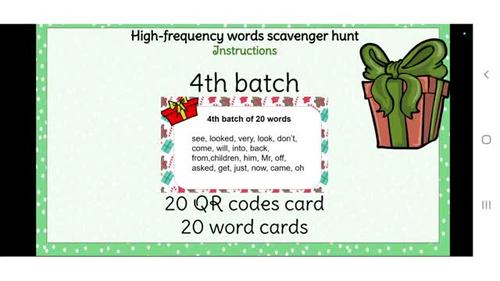 4th batch High-frequency words QR codes Scavenger Hunt_20 words Christmas