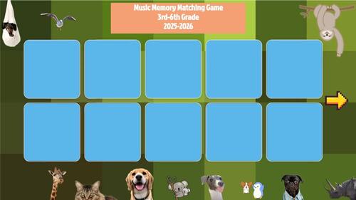 Music Memory Matching Game: 2025-2026 (3rd-6th)- 10 Pages/Challenges