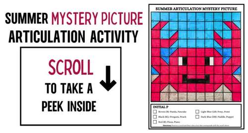 Summer Articulation Mystery Picture: P, B, T, D by Jennie's Speech Room
