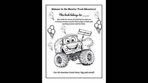 "Monster Truck Coloring Adventure" by EduInspire | TPT