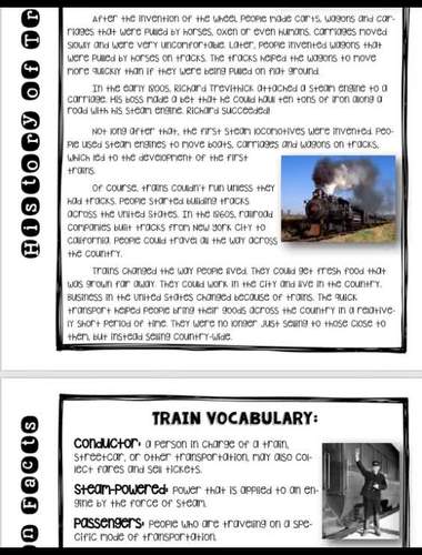 Trains: Non-Fiction Reading Packet for Grades 3-5 (Use with Polar Express)