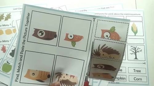 Fall Cut and Paste Worksheets (Editable) by Disha Digital School