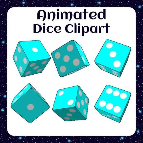 Digital Dice GIFs - Animated Clipart – Turquoise with White Dots