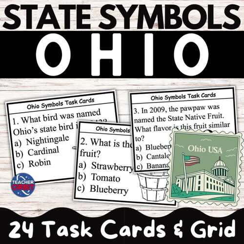 Ohio State Symbols Task Cards State Government Social Studies Activity Game