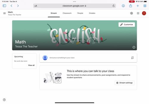 ANIMATED Google Classroom Header (Banner) | ENGLISH Christmas Lights