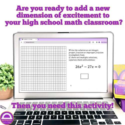 Solving Quadratic Equations by Factoring Pixel Art Activity by Matemaths
