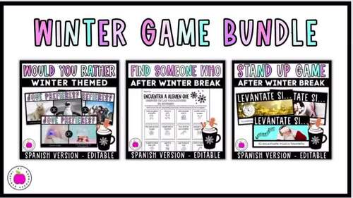 Spanish Winter Activity and Game Bundle - Editable by KJ Inspired Resources