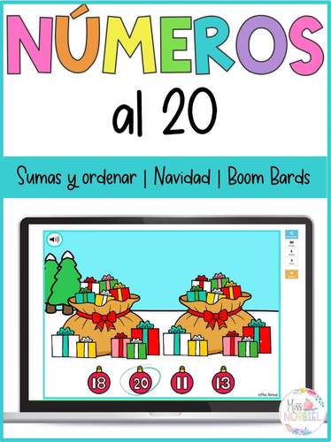 Counting and missing numbers up to 20 Boom Cards in Spanish, números 10-20