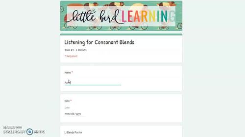 Consonant Blends Digital Phonics Quick Checks | Google Forms Reading ...