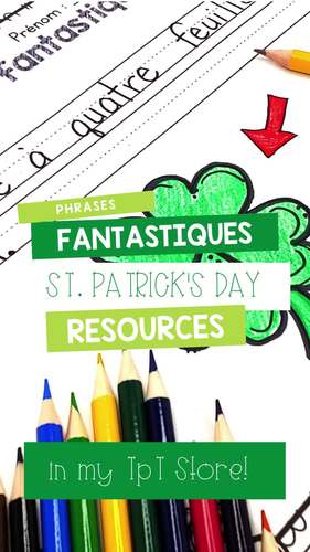 FRENCH Saint Patrick's Day Pocket Chart Sentence Writing - La Saint-Patrick