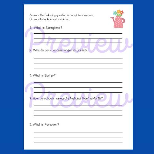 Springtime Reading Comprehension Passage by Bilingual Teaching Made Easy