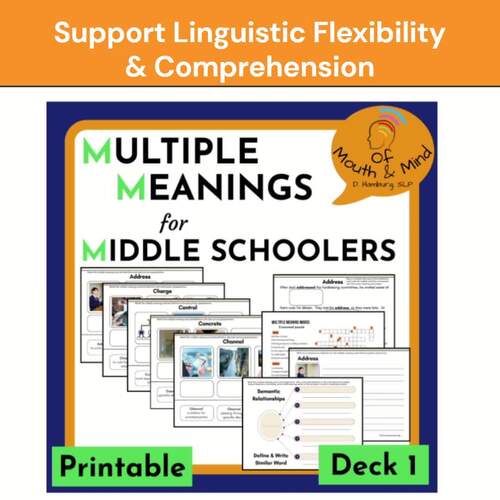 Multiple-Meaning Words for Middle School- Deck 1 by Of Mouth and Mind - SLP