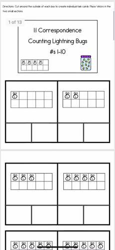 1:1 correspondence cards numbers 1-10 | TpT