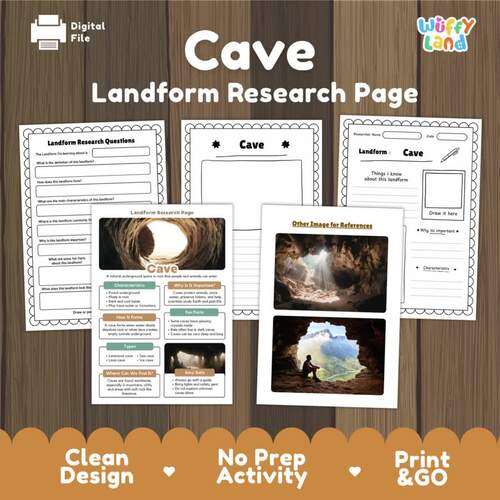 Cave Landform Research Project | Geography Science Worksheet and Activity