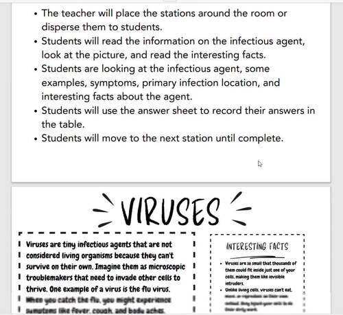 Infectious Agents Gallery Walk | Interactive Reading Stations Activity