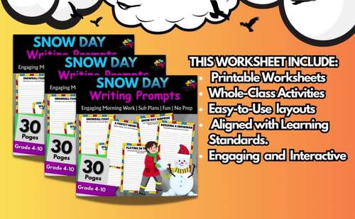 Snow Day Opinion Prompt Writing Fun Activities 3rd,4th,5th,6th,7th,8th ...
