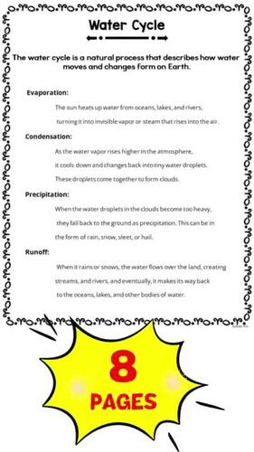 Life Cycle of Water, Science Unite, Science Activities and Worksheets