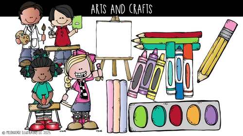 Arts and Crafts clip art, School Supplies clip art, Art Class COLORED ...