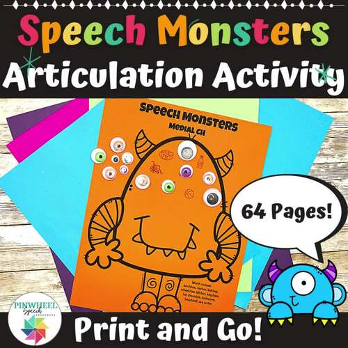 Monster Articulation Activity Speech Therapy Monster Craft with Googly eyes