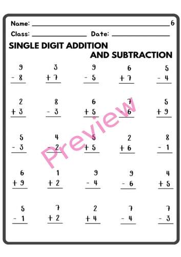Single Digit Addition and Subtraction Worksheets by RED Sheets | TPT