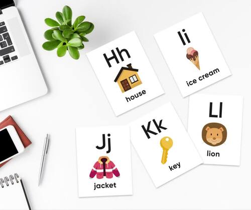 Preschool Alphabet Flash Cards, Alphabet Posters, Colorful English Alphabet