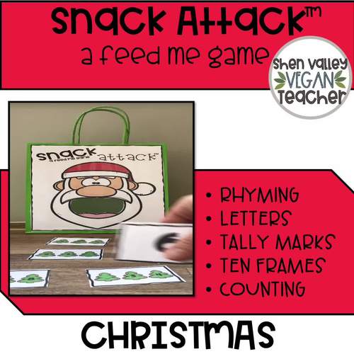 6 CHRISTMAS Snack Attack™ Feed Me Games - Letters, Ten Frames, Counting ...