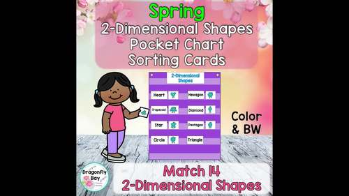 Spring 2-Dimensional Bird Shapes Pocket Chart, Centers, and Worksheets