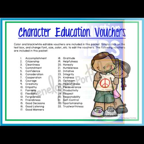 Character Education Vouchers - Good Behavior Coupons / Awards | TPT