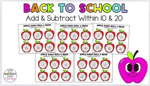 Back to School Roll & Race Math Games - Addition & Subtraction Within ...